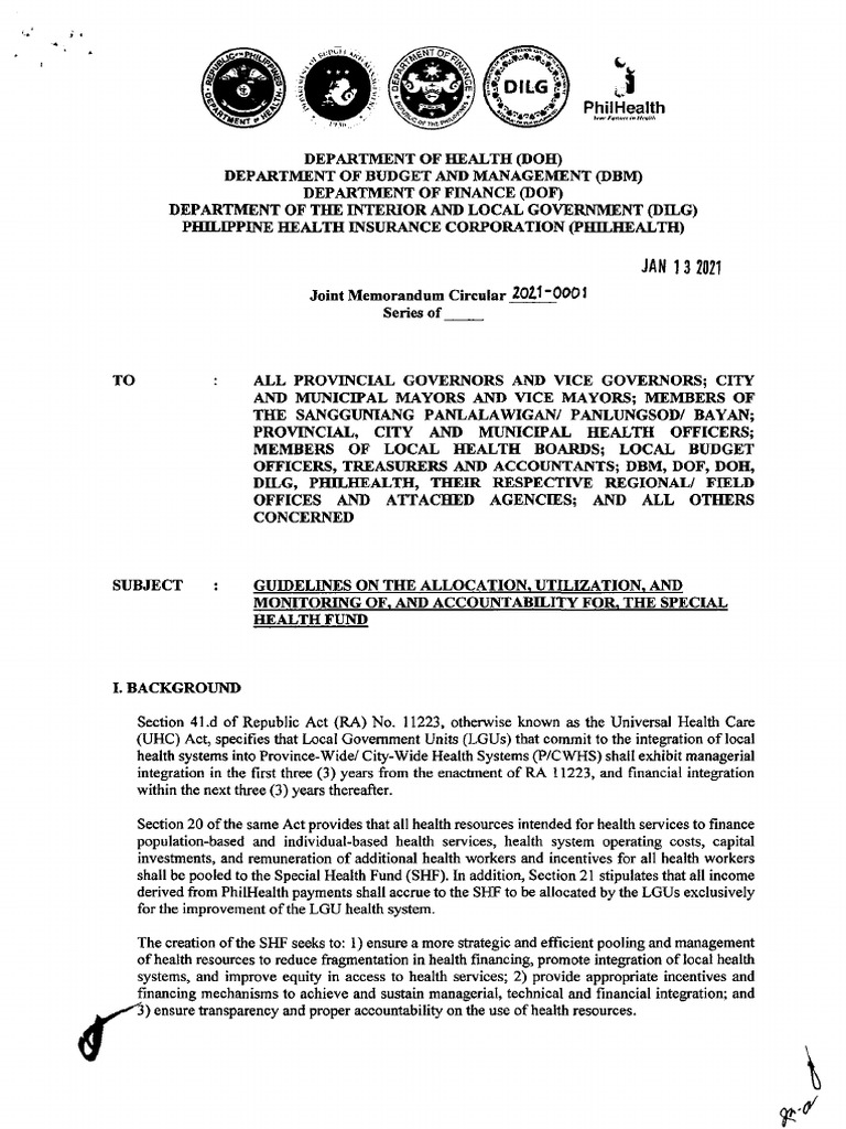 DOH DBM DOF DILG PHIC - jmc2021 0001 | PDF DOH DBM DOF DILG PHIC - jmc2021 0001 | PDF