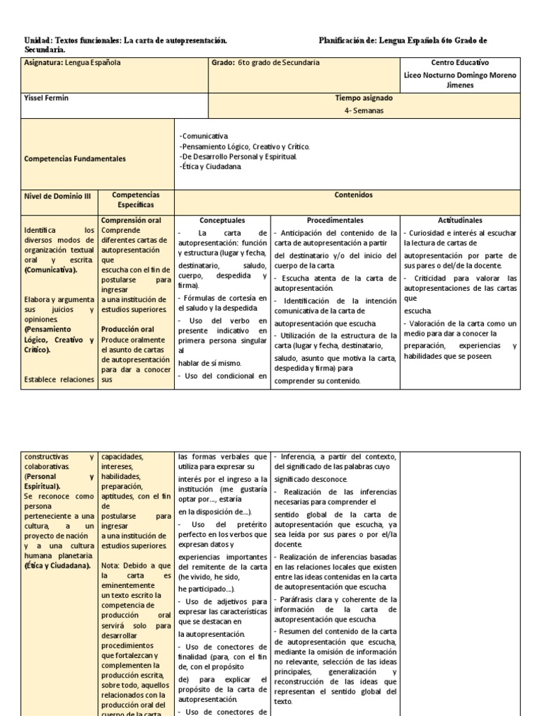 Planificacion Completa de 6to Grado de Secundaria DMJ | PDF ...