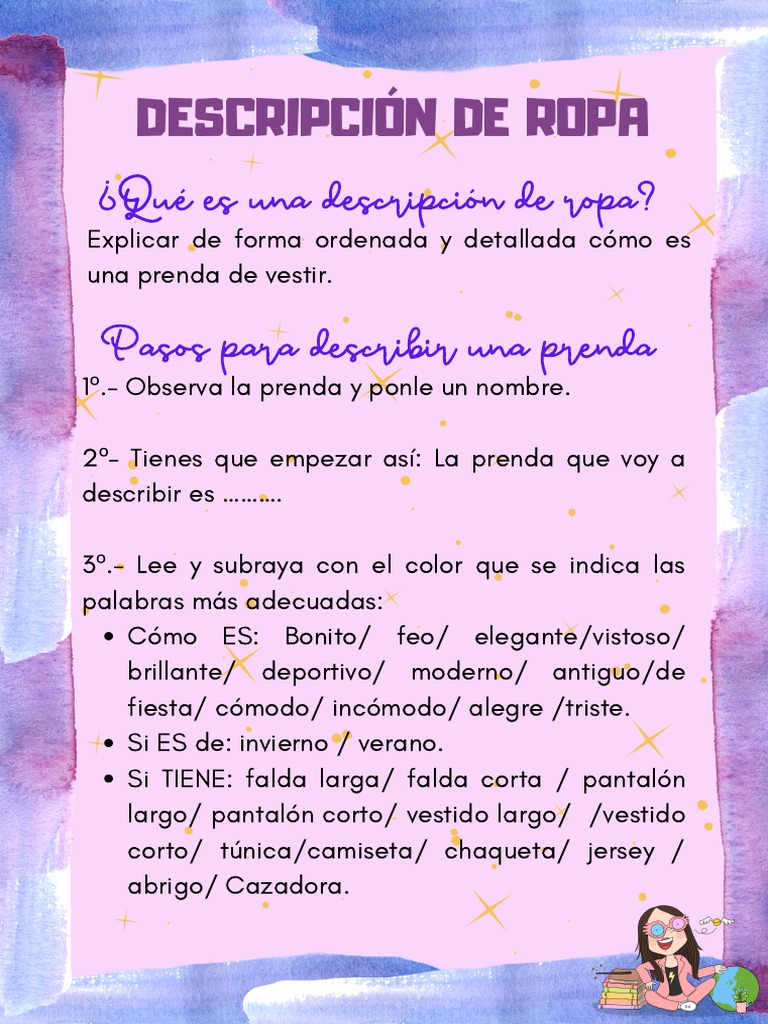Guía para Describir Prendas de Ropa | PDF | Artes del Lenguaje y ...