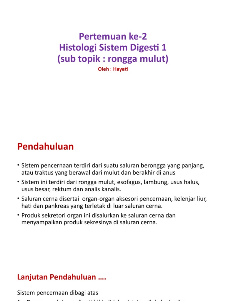 Pertemuan 2. Histologi Sistem Digesti 1 | PDF