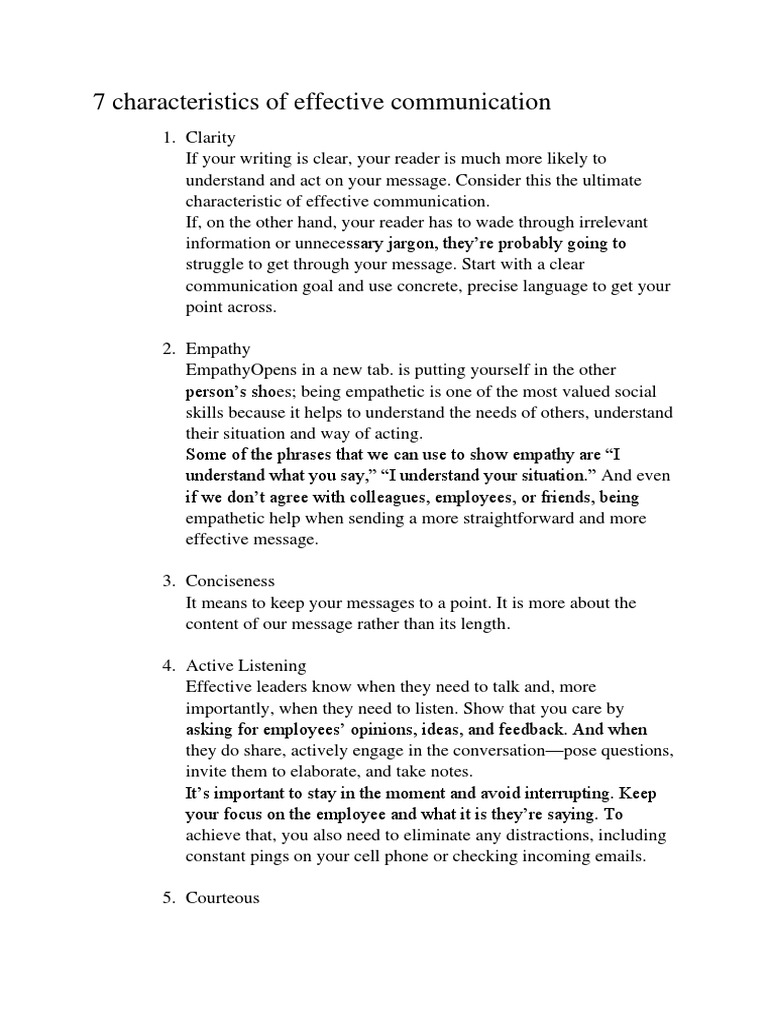 7 Characteristics of Effective Communication | PDF | Communication ...