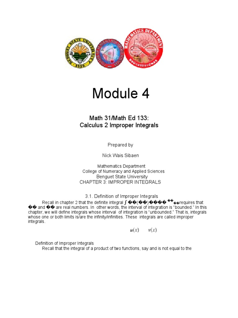 Chapter 3. Improper Integrals | PDF | Integral | Limit (Mathematics)