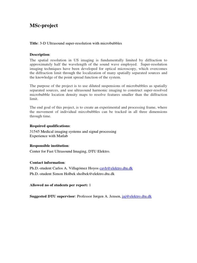 3 D Ultrasound Super Resolution With Microbubbles | PDF
