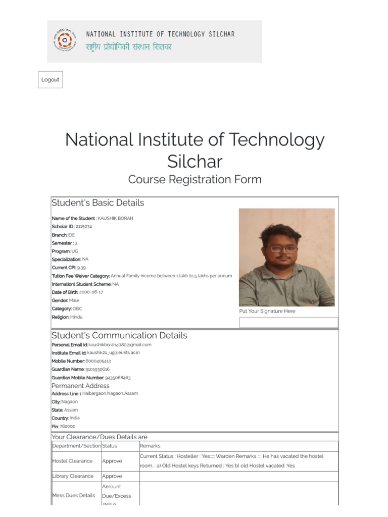Nit Silchar Admin Dashboard Pdf