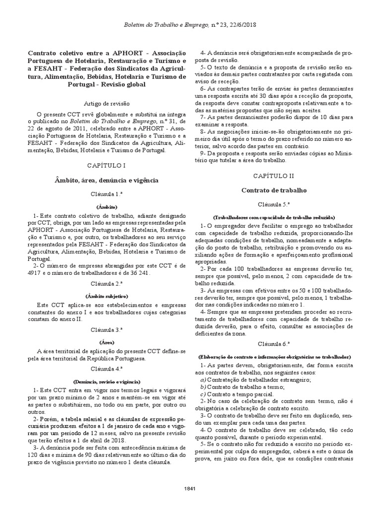 Laboral - CCT Aphort e Fesaht Bte 23 2018 - (Só CCT) | PDF | Desenvolvimento profissional ...