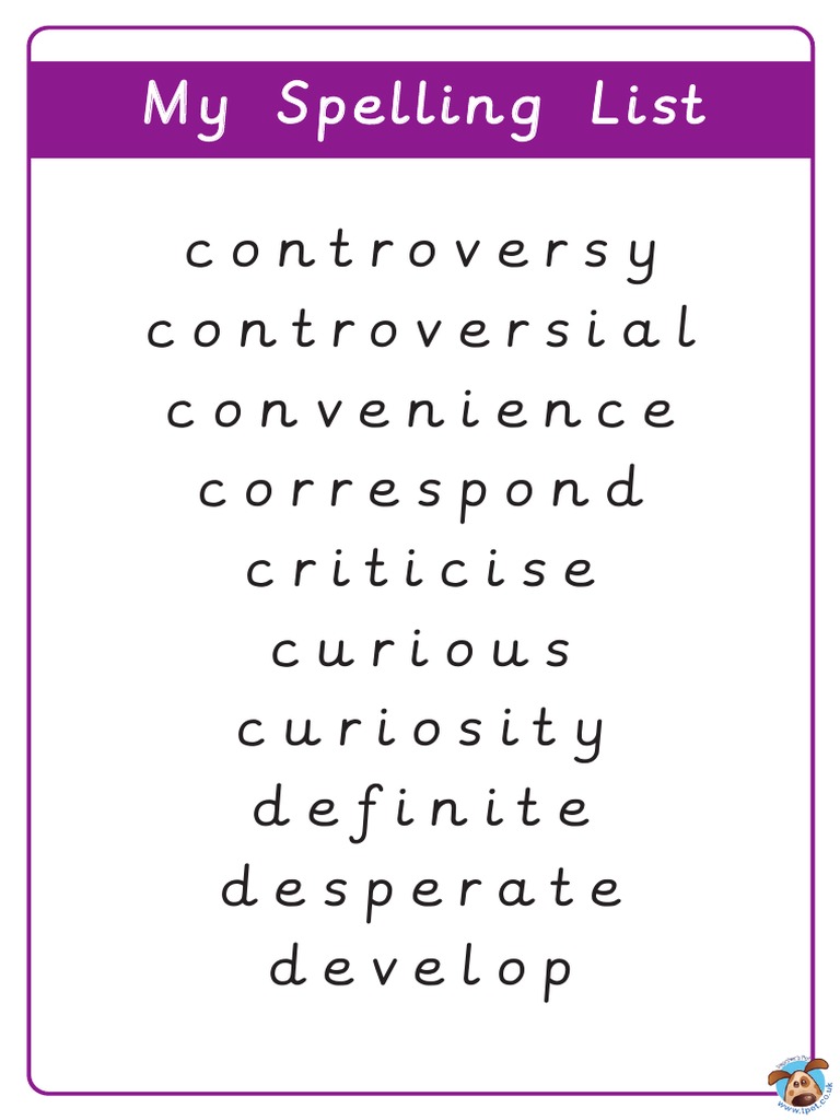 Year 5 Spelling List | PDF