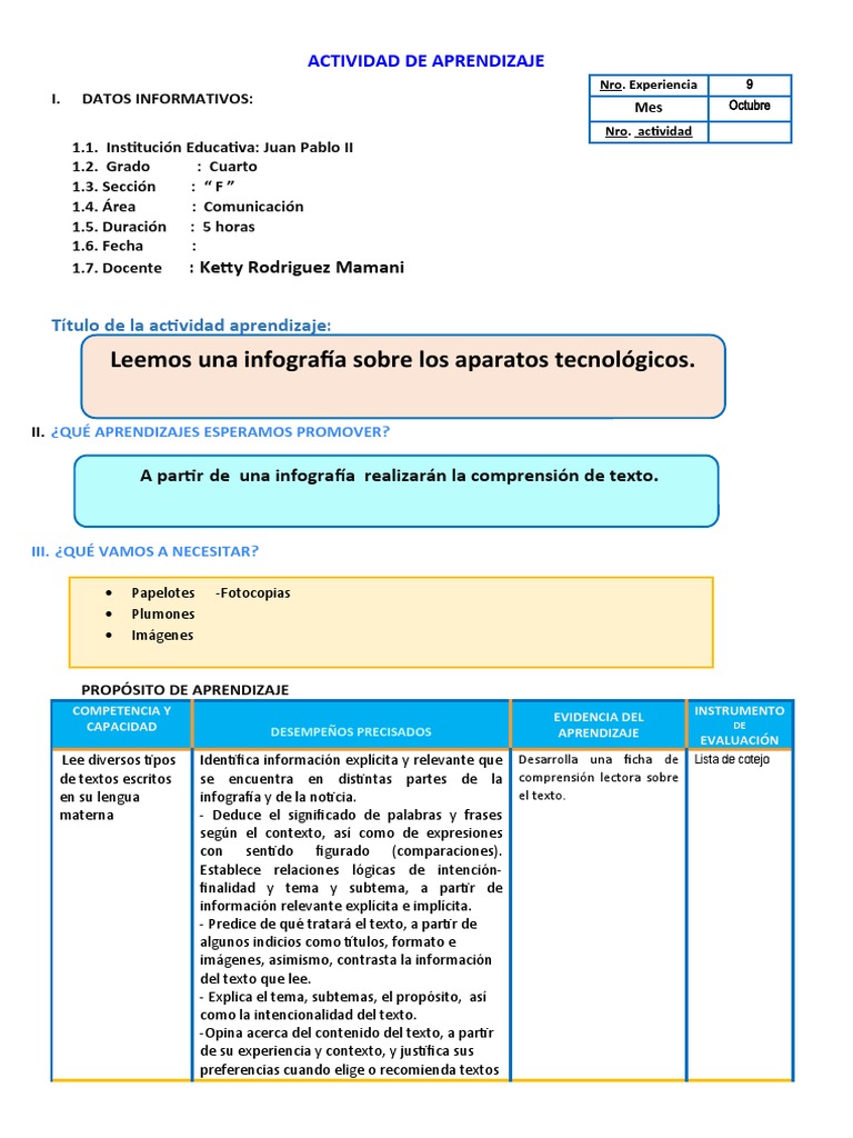 Leemos Una Infografía Sobre Los Aparatos Tecnologicos | PDF ...