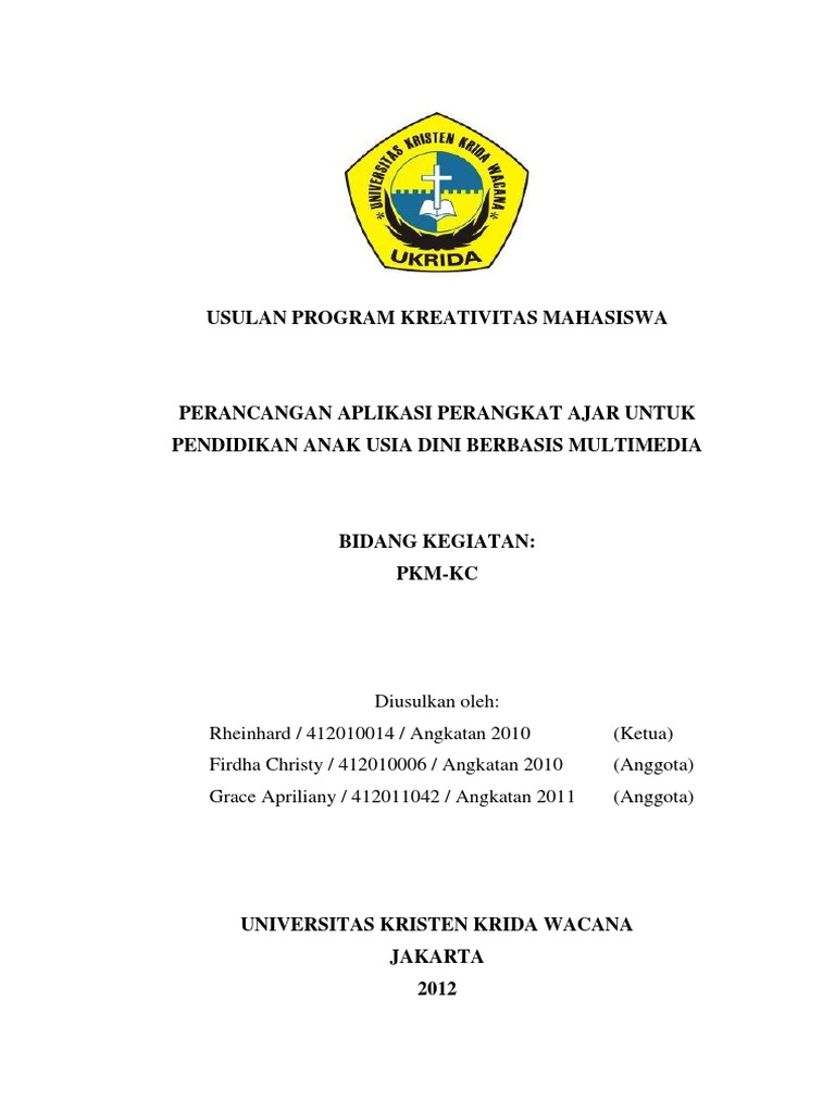 Usulan Program Kreativitas Mahasiswa | PDF | Seni | Komputer