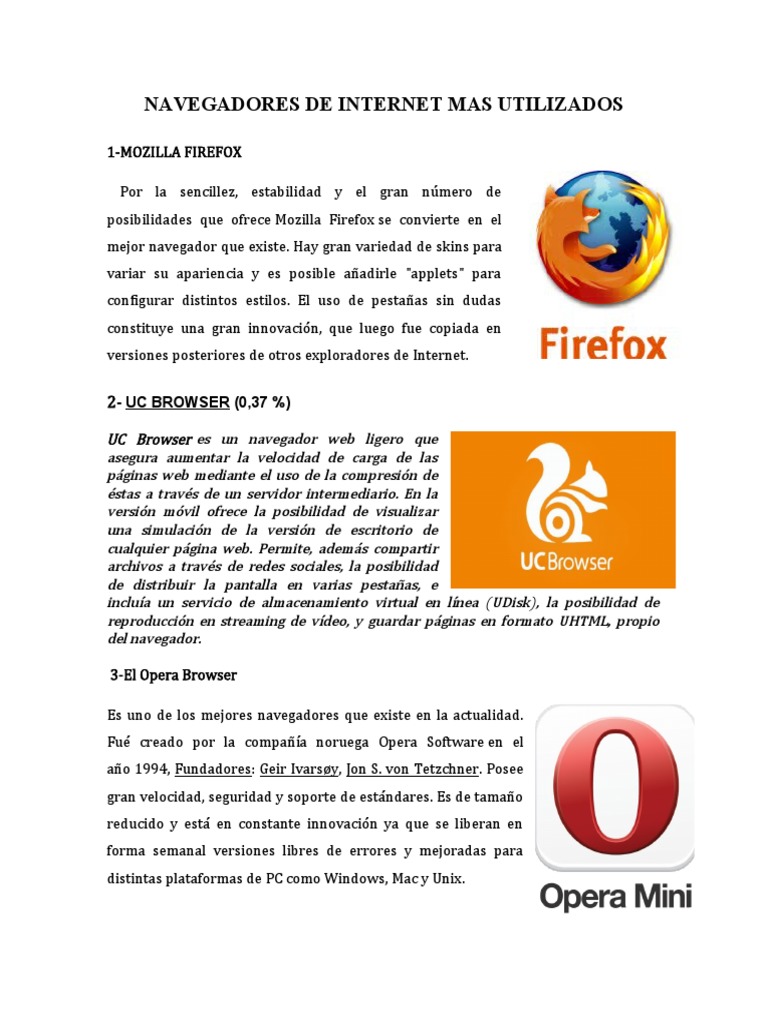 Navegadores de Internet Mas Utilizados | Descargar gratis PDF ...