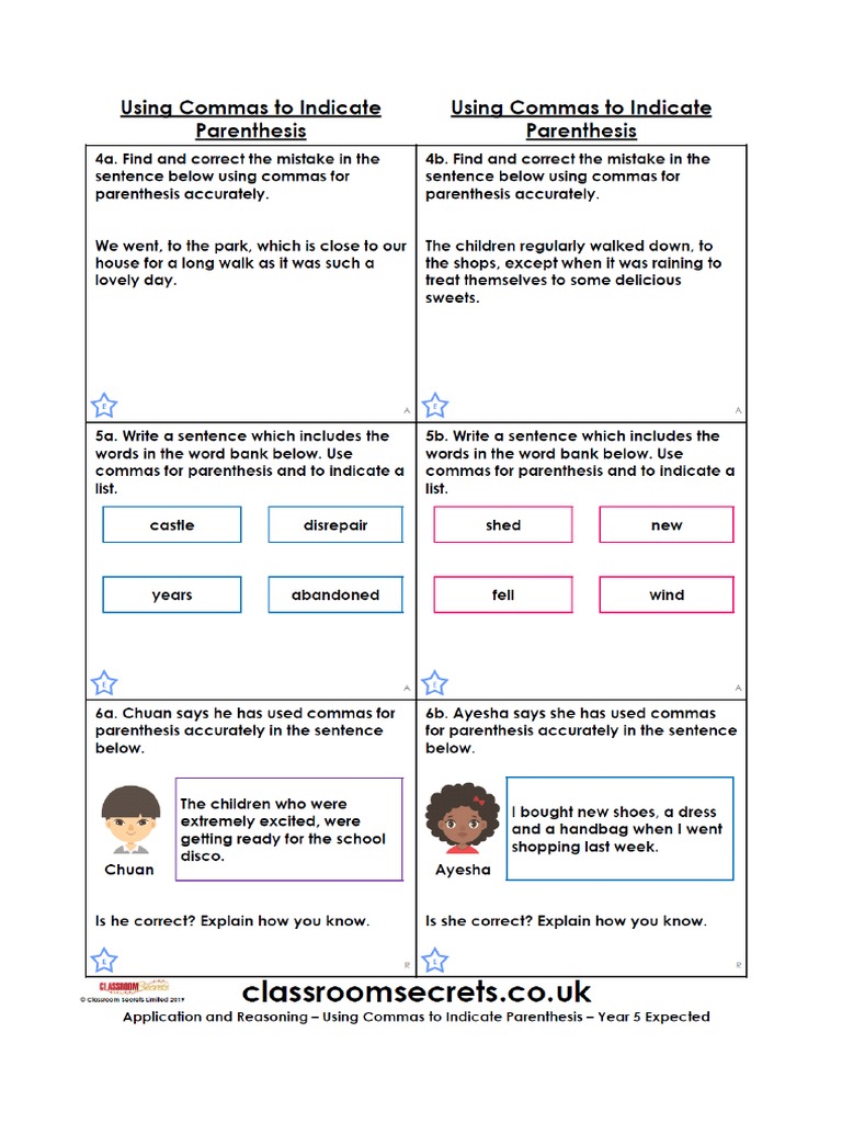 Year 5 Worksheet 1 Application Reasoning Pdf