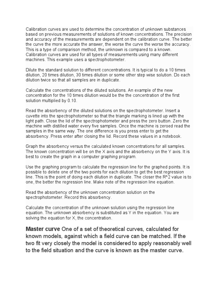 Calibration Curves Are Used To Determine The Concentration Of Unknown Substances Based On