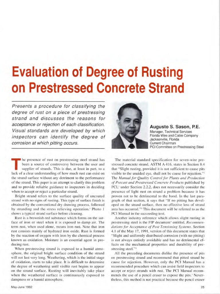 Evaluation of Degree of Rusting On Prestressed Concrete Strand | PDF ...