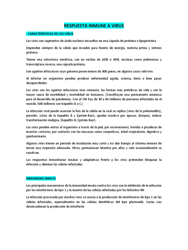 RESPUESTA INMUNE A VIRUS Expo | PDF | Virus | Sistema inmune