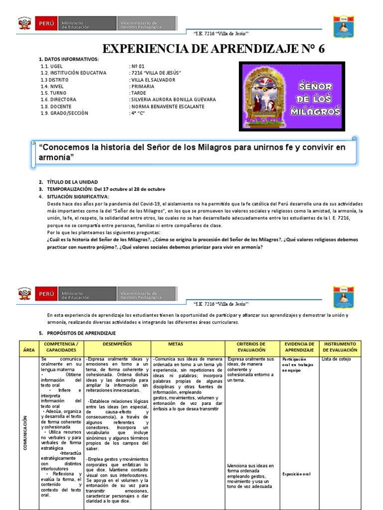 NB Experiencia de Aprendizaje #6 | Descargar gratis PDF | Aprendizaje | Geometría