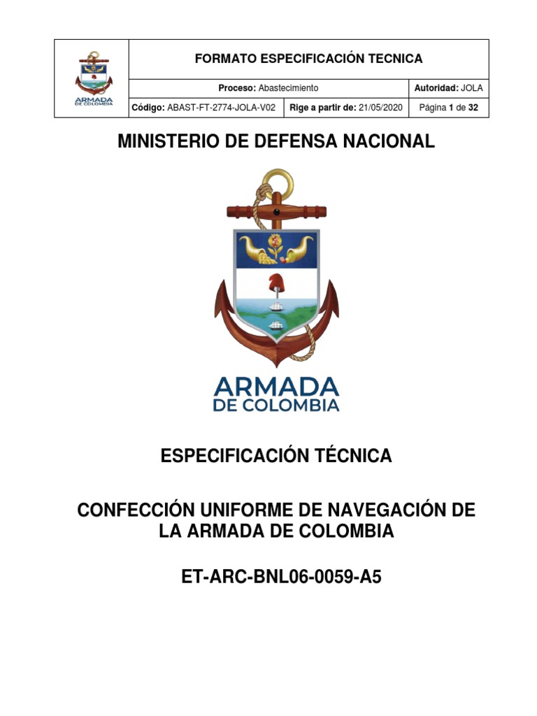 006 Et-Arc-Bnl06-0059-A5 Uniforme de Navegacion N3 | PDF | Muestreo ...