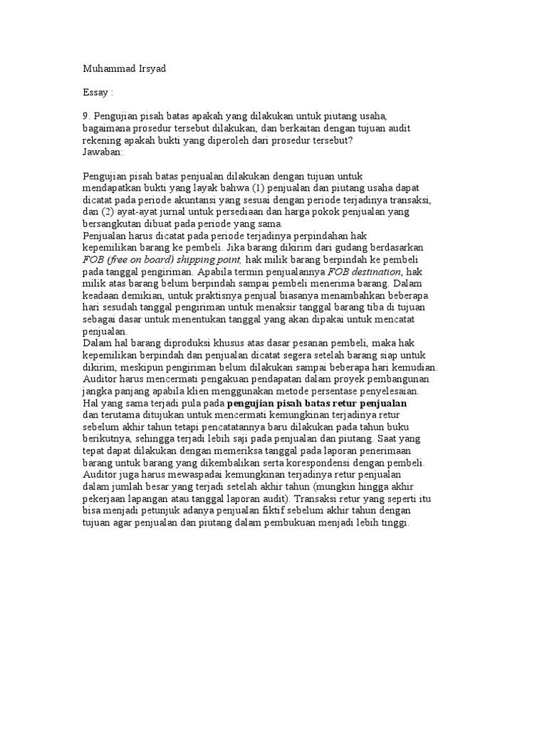 Muhammad Irsyad Jawaban Audit.. | PDF