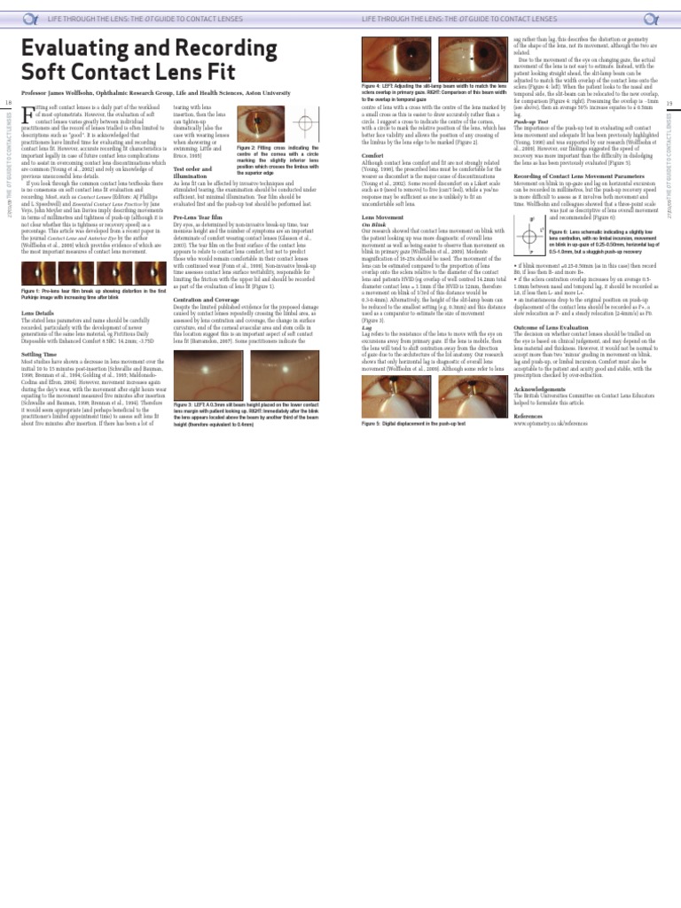 Soft Contact Lens Fitiing | PDF | Contact Lens | Optics