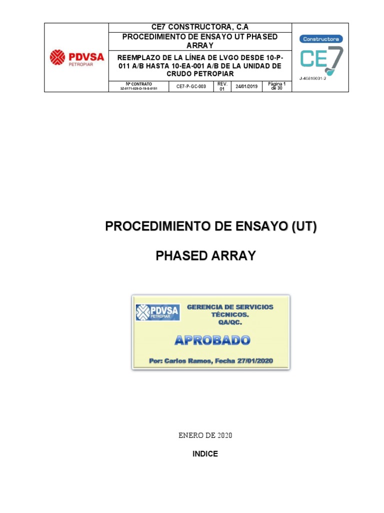 Ce7-Pgc-003 Procedimiento de Phased Array (Lvgo) Rev.1. - Aprob. | PDF ...