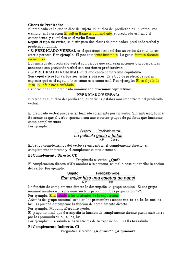Clases de Predicados | PDF | Predicado (Gramática) | Verbo