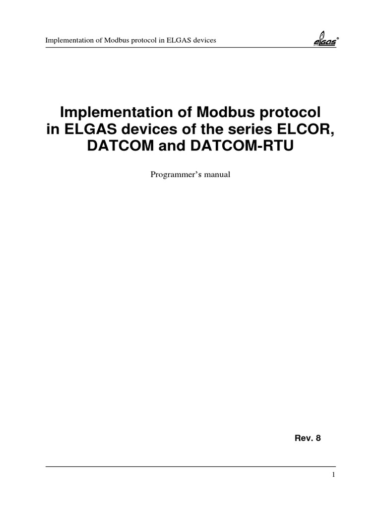 ELCOR-2 - Implementation of ModBus Protocol - Ver8 | PDF | Binary Coded ... ELCOR-2 - Implementation of ModBus Protocol - Ver8 | PDF | Binary Coded ...