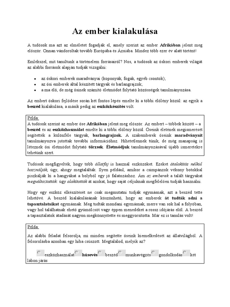 Az Ember Kialakulása | PDF