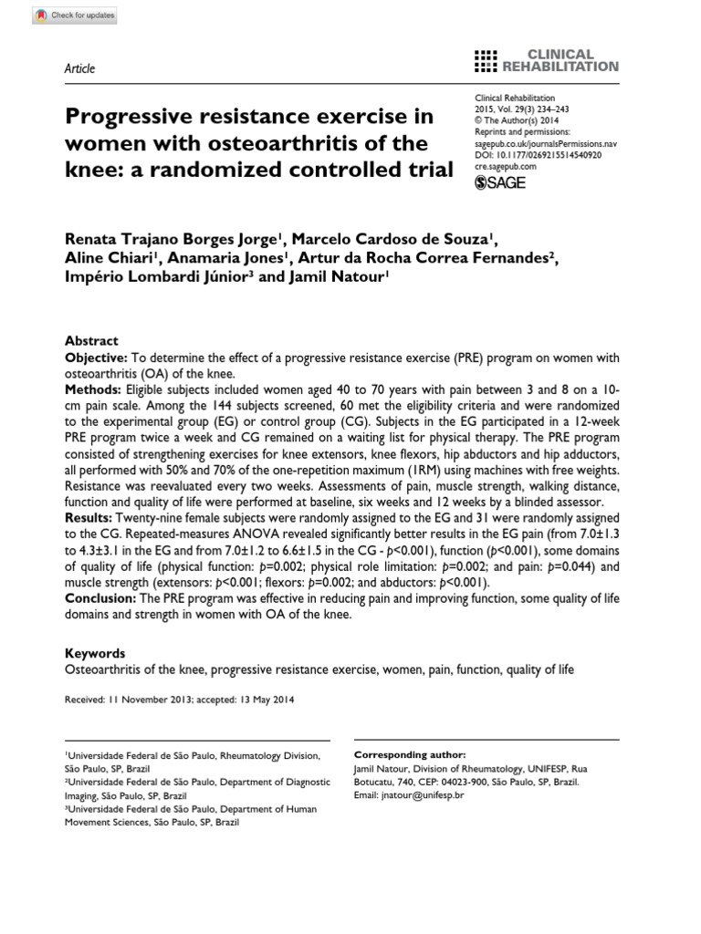 51.progressive Resistance Exercise in | PDF | Osteoarthritis ...