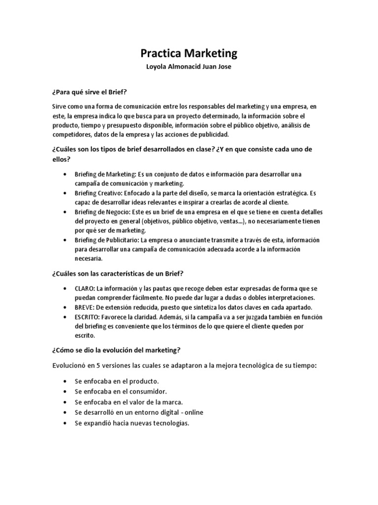 Loyola Almonacid Juan - Practica Marketing | PDF | Marketing | Business