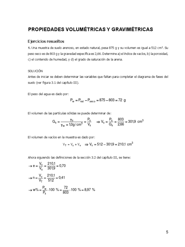 Propiedades Volumétricas y Gravimétricas del Suelo | PDF | Ciencia y ...
