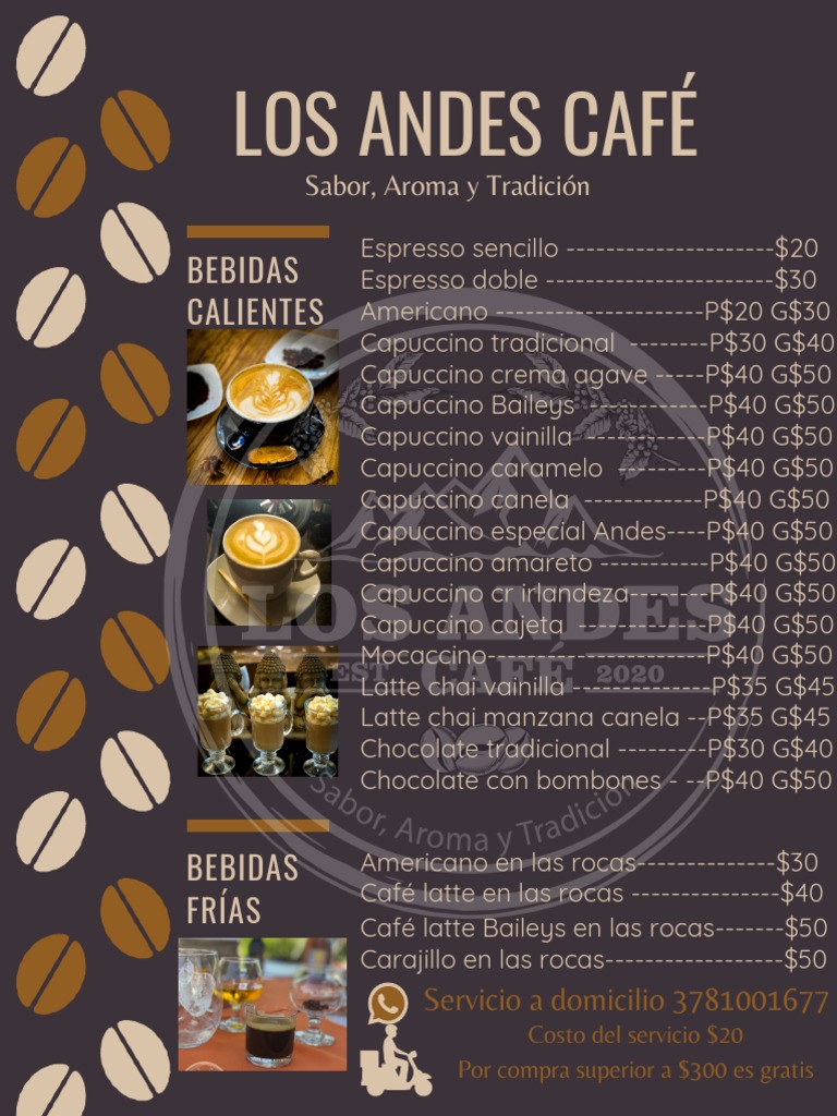 Menú Los Andes Café Sa | PDF | café | Bebida