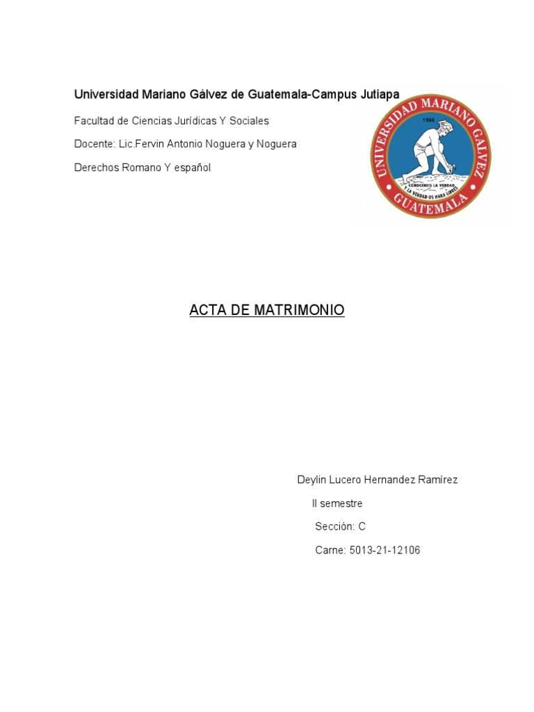 Acta de Matrimonio | PDF | Matrimonio | Guatemala