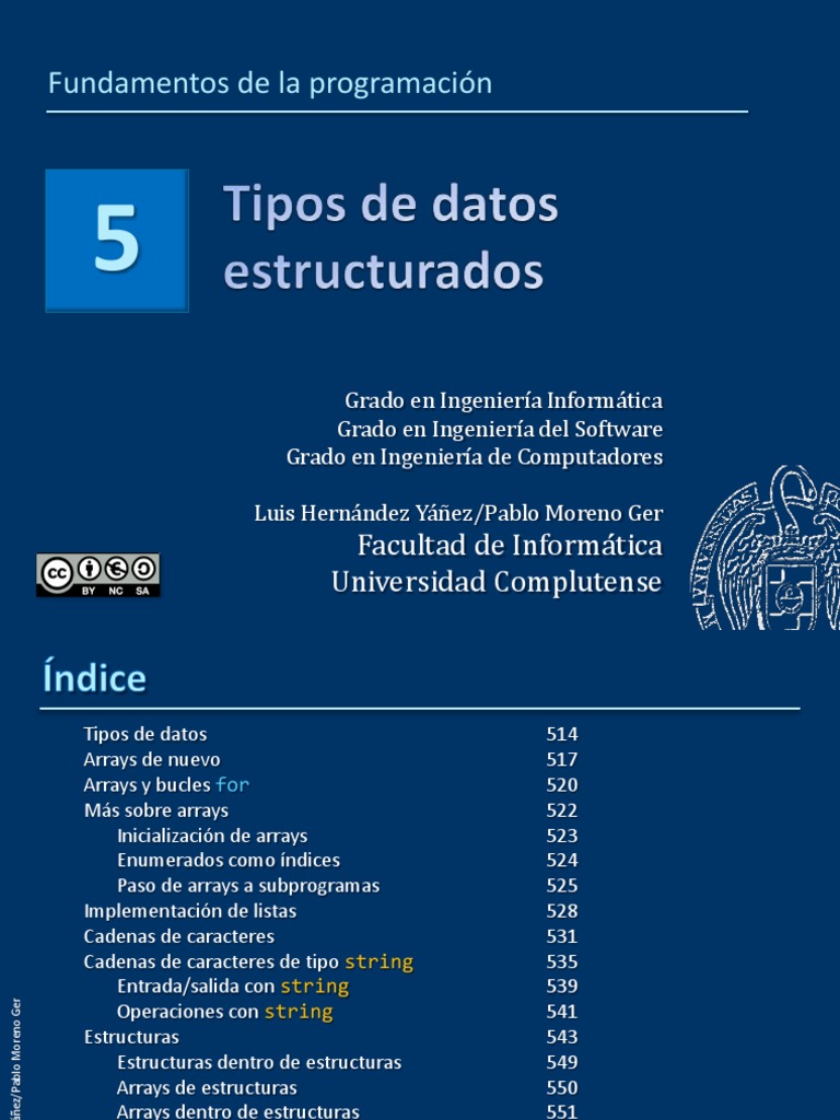 Tipos de Datos Estructurados - Programación | PDF | Estructura de datos ... Tipos de Datos Estructurados - Programación | PDF | Estructura de datos ...