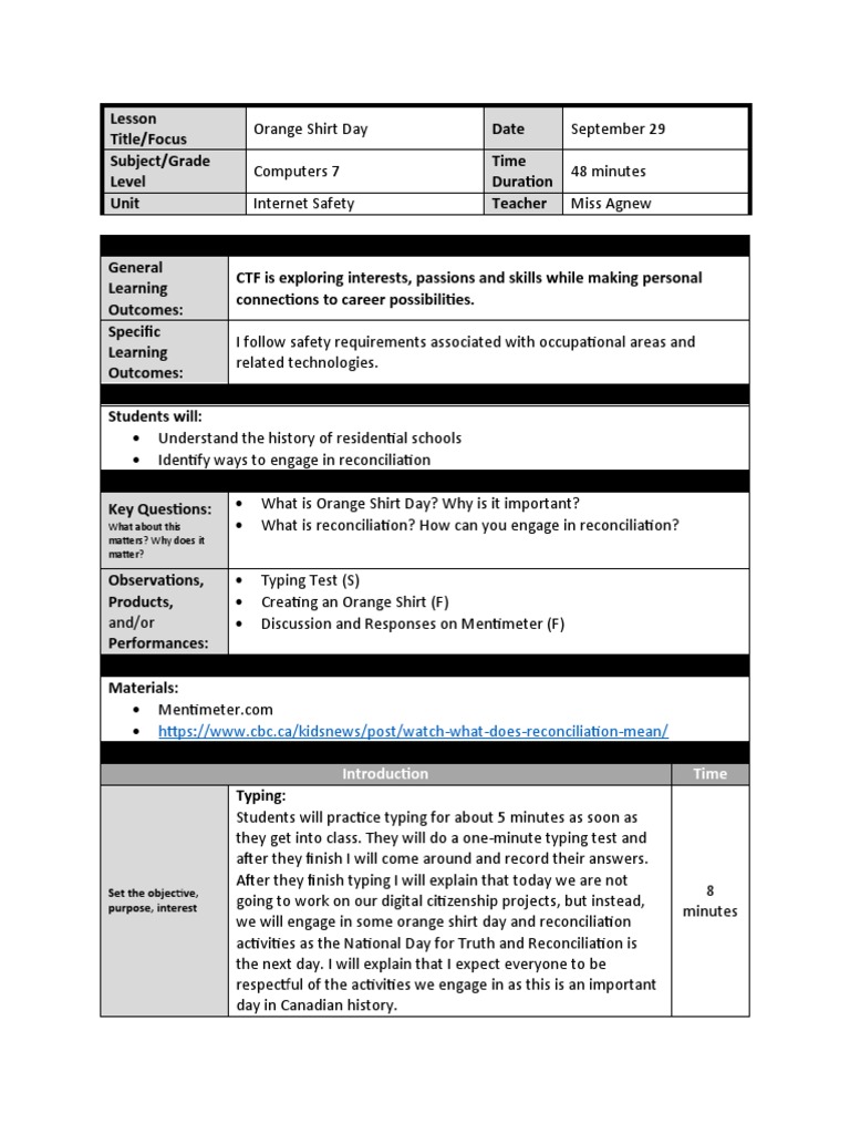 Orange Shirt Day | PDF | Conflict Resolution | Educational Assessment