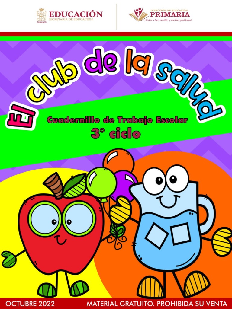 Tercer Ciclo. Cuadernillo de Trabajo Escolar El Club de La Salud. Setab Primaria. | PDF