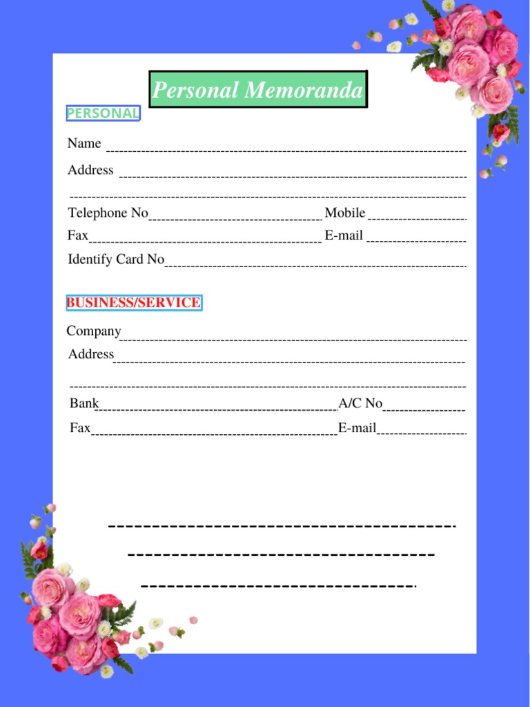 Personal Memoranda 1 | PDF