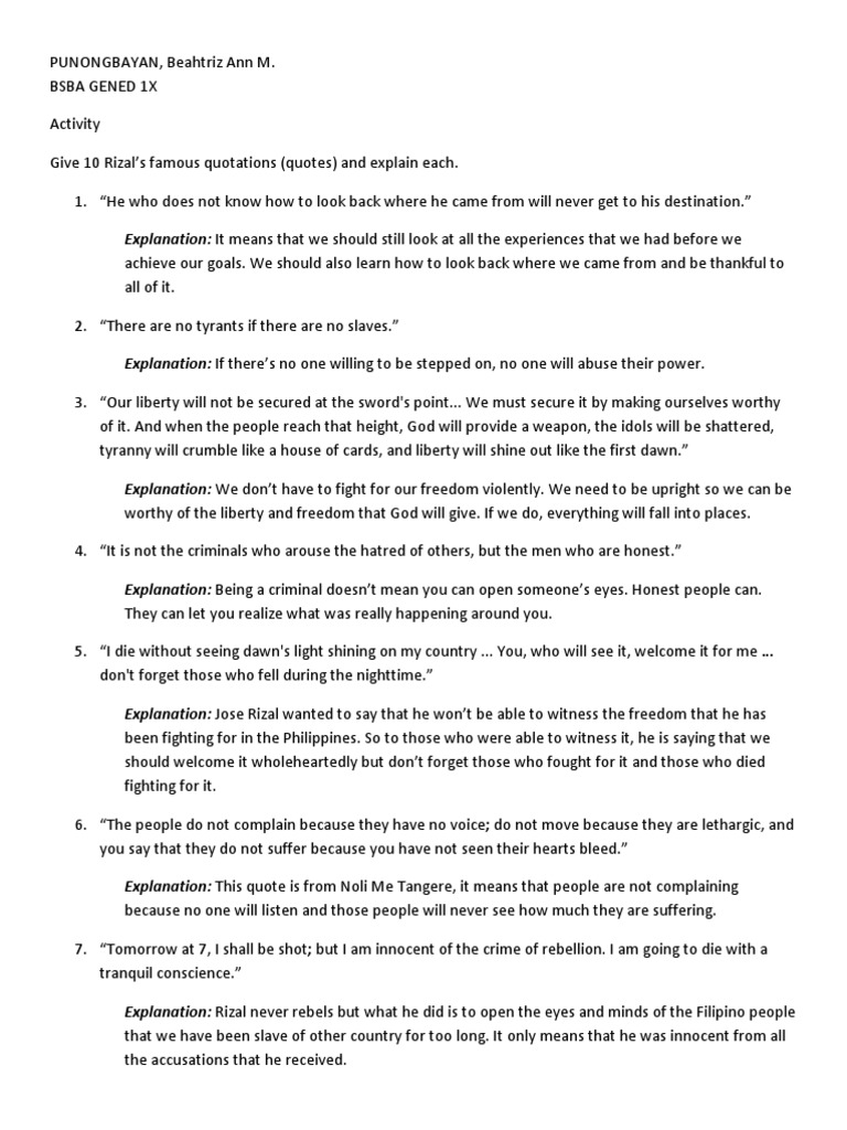 Activity - RIZAL | PDF