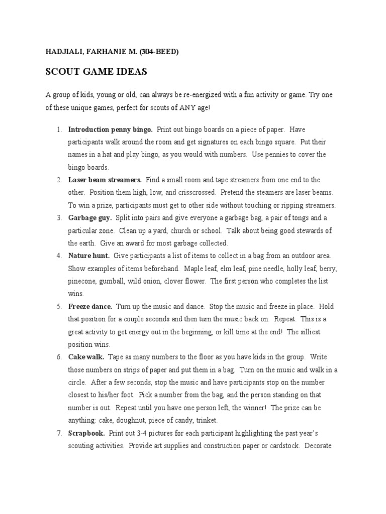 Scout Act | PDF | Games & Activities | Art