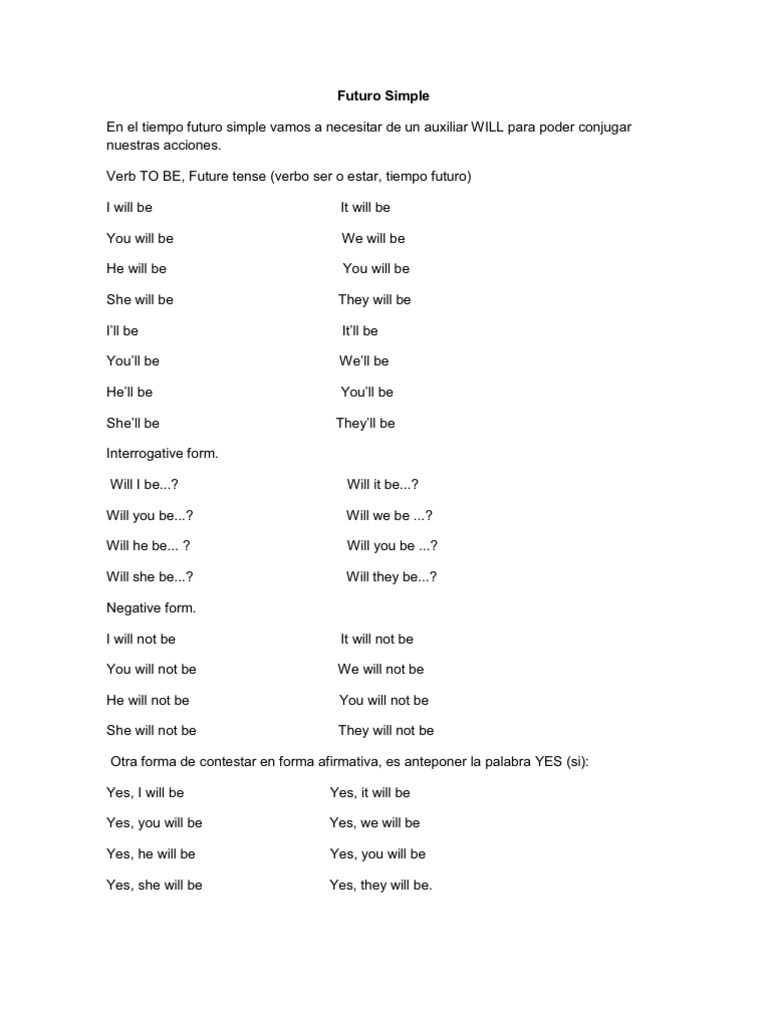 Futuro Simple Prueba | PDF | Asunto (gramática) | Oración (Lingüística)