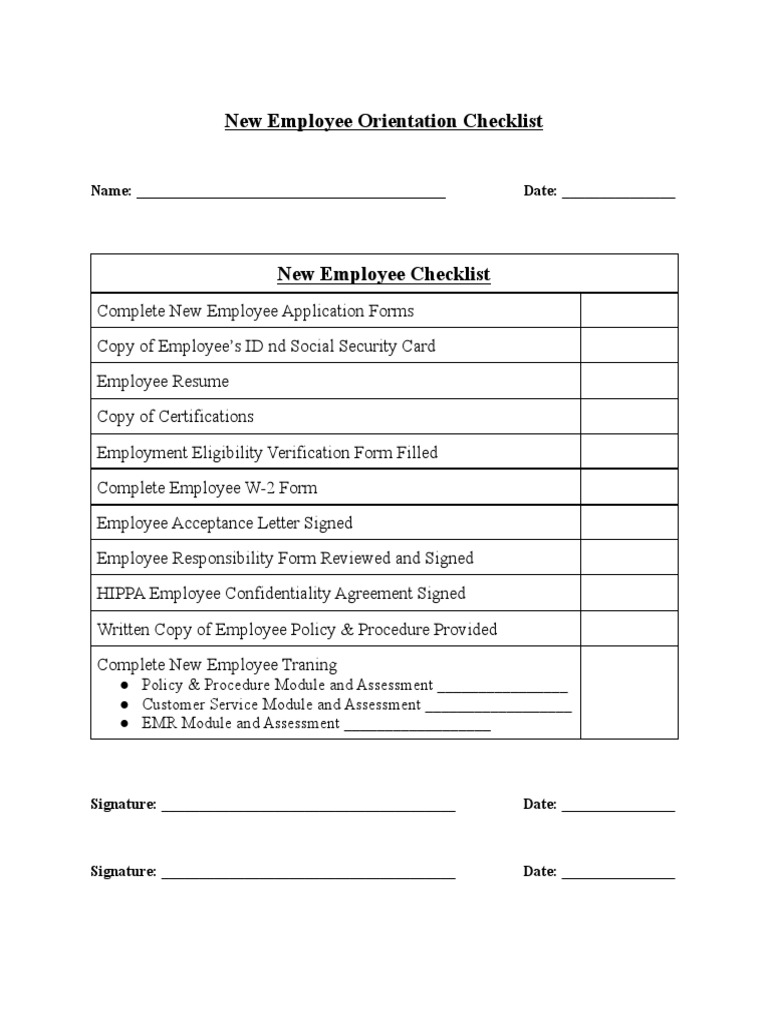 New Employee Orientation Checklist | PDF