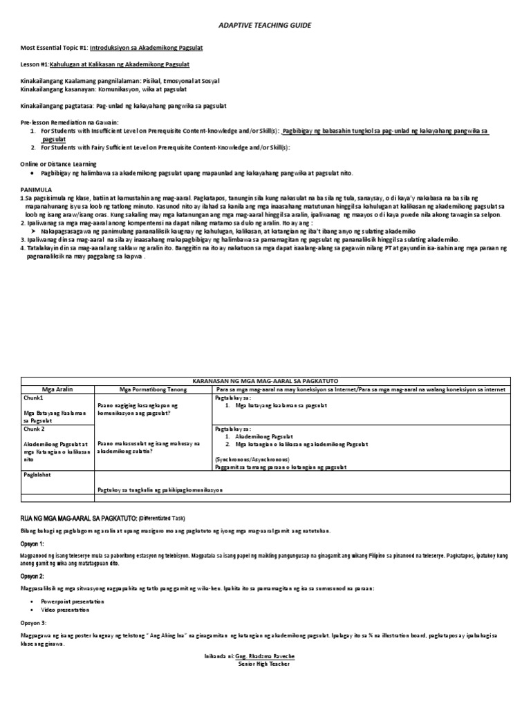 Adaptive Teaching Guide | PDF