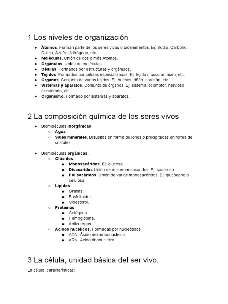 Tercero ESO. Resumen Santillana. Biología Tema 1. La Organización Del Cuerpo Humano 1 | PDF ...