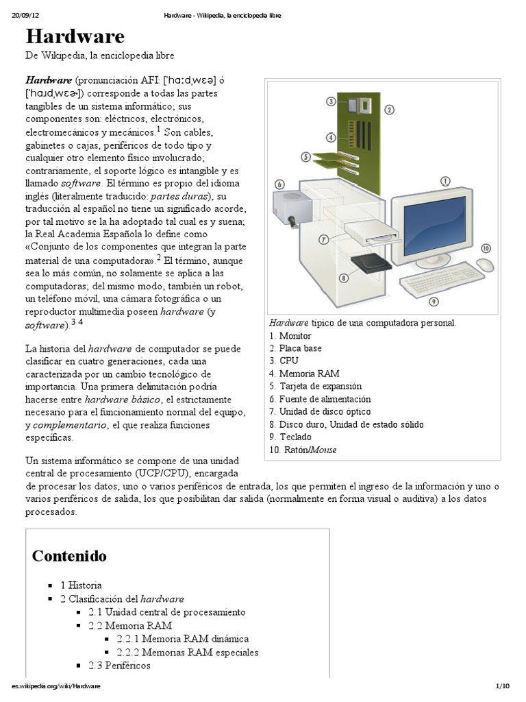 Hardware - Wikipedia, La Enciclopedia Libre | PDF | Hardware de la ...