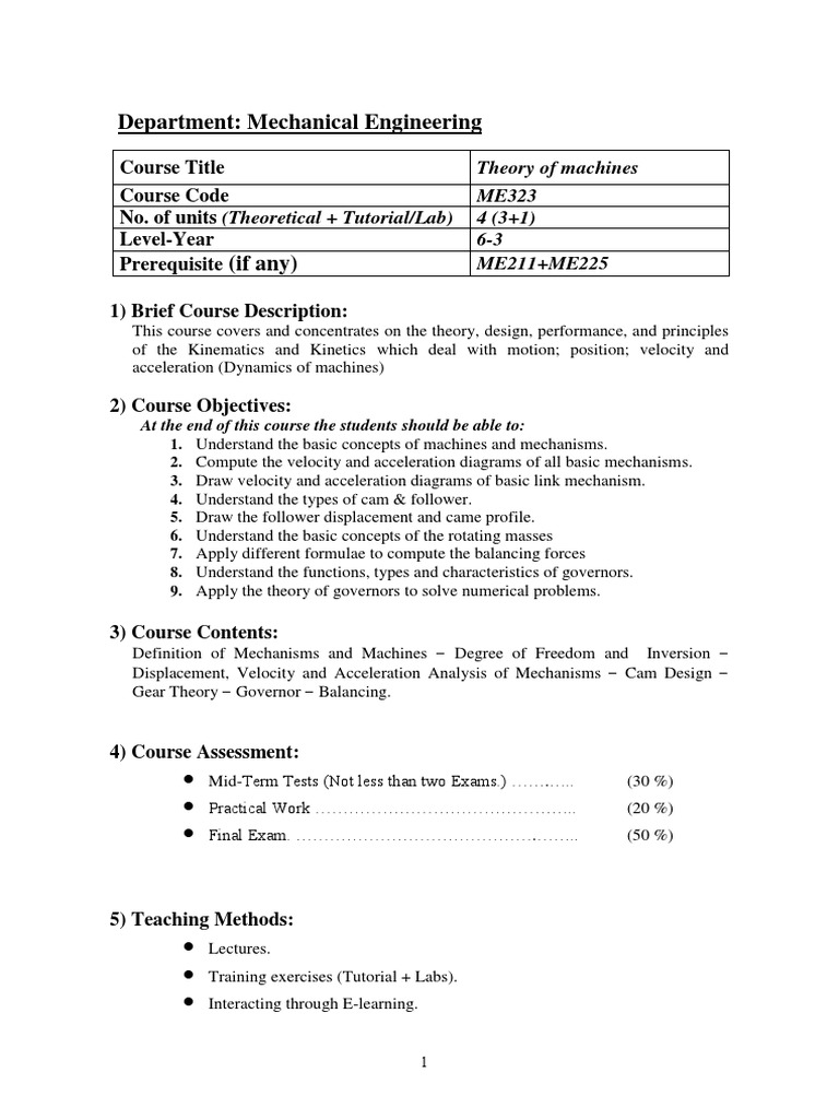 ME323 | Download Free PDF | Machines | Kinematics