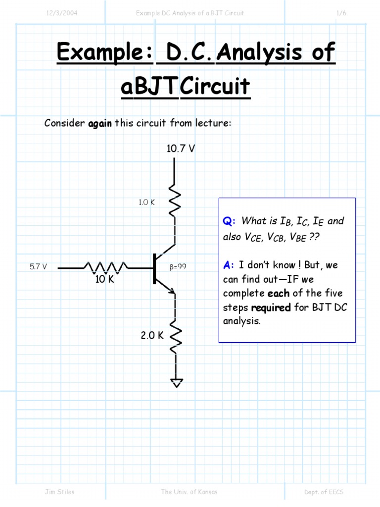 BJT Examples | PDF | Bipolar Junction Transistor | Design