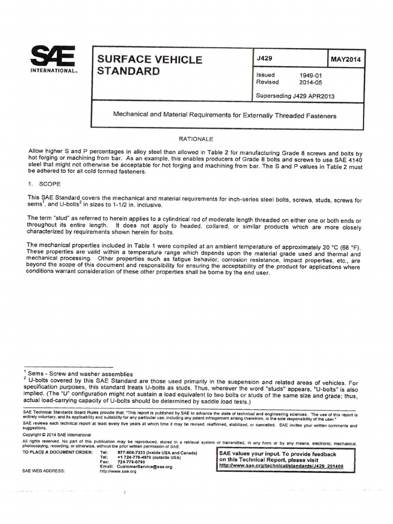 SAE J429 (Maio 1914) | PDF