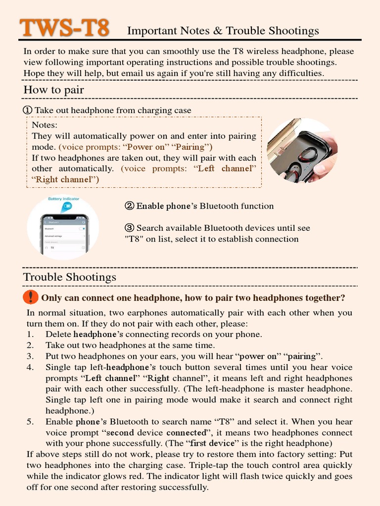 Important Notes & Trouble Shootings | PDF | Bluetooth | Headphones
