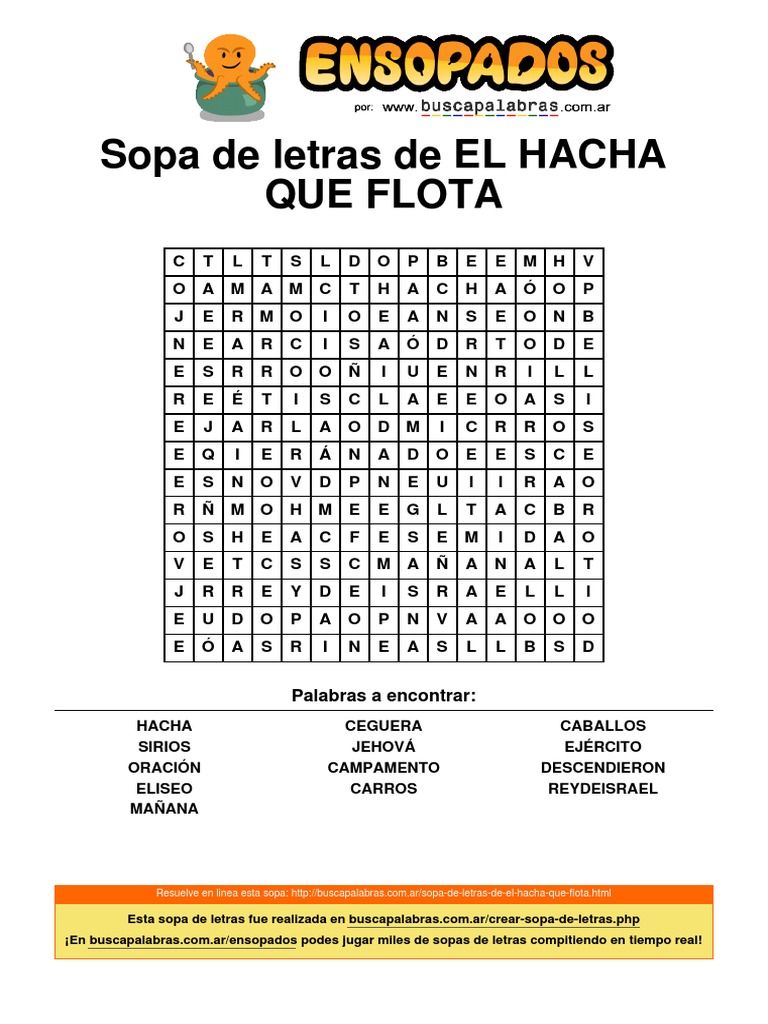 Sopa De Letras De El Hacha Que Flota Pdf