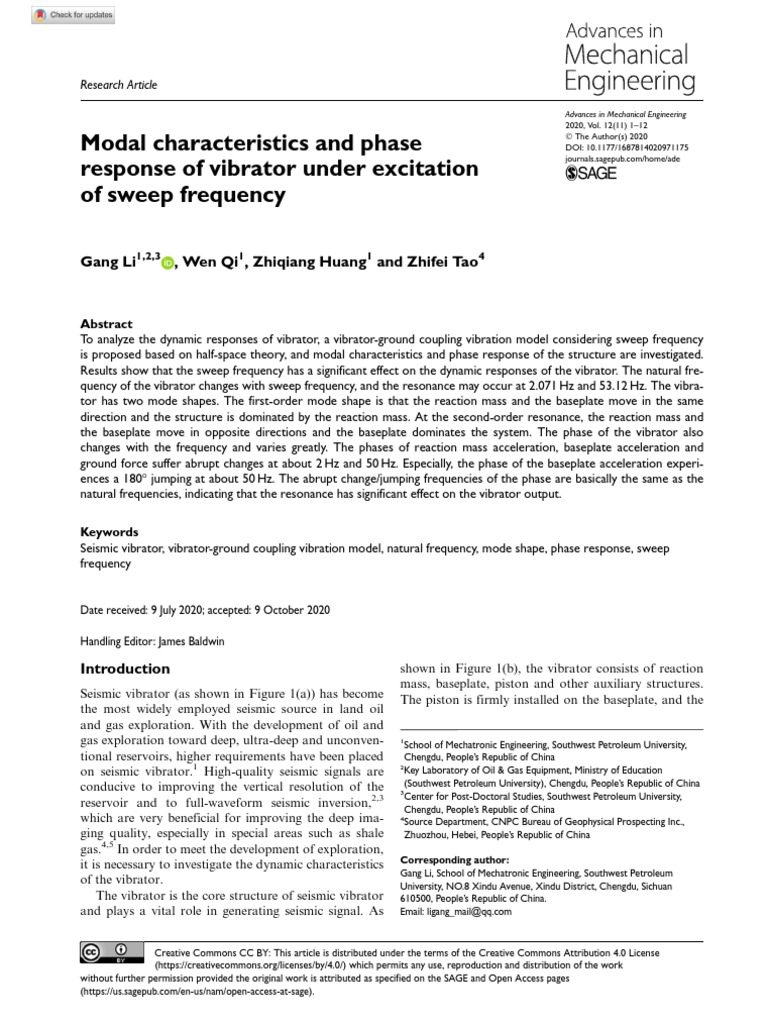 Modal Characteristics and Phase Response of Vibrator Under Excitation ...