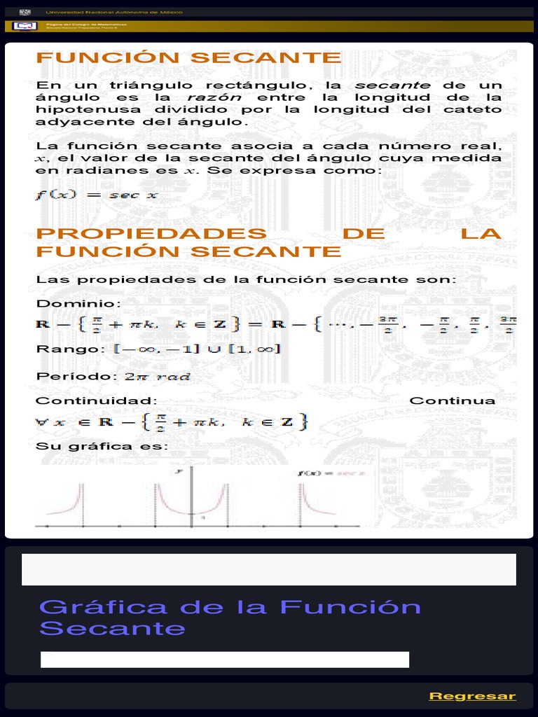 Función Secante | PDF | Métodos y materiales de enseñanza | Ciencia y ...