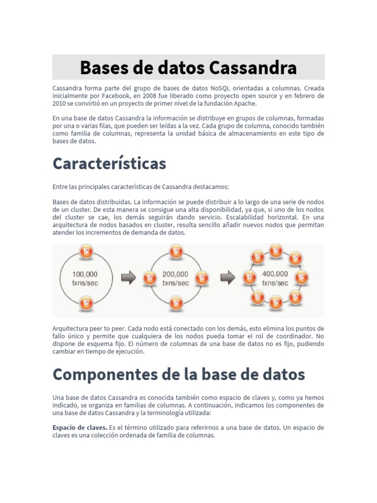 Resumen Cassandra | PDF | Escalabilidad | Bases de datos