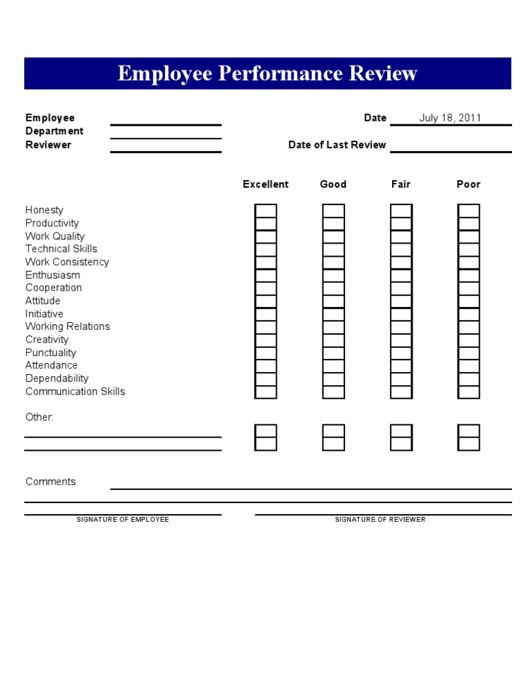 Employee Performance Review Template | PDF | Business | Cognition